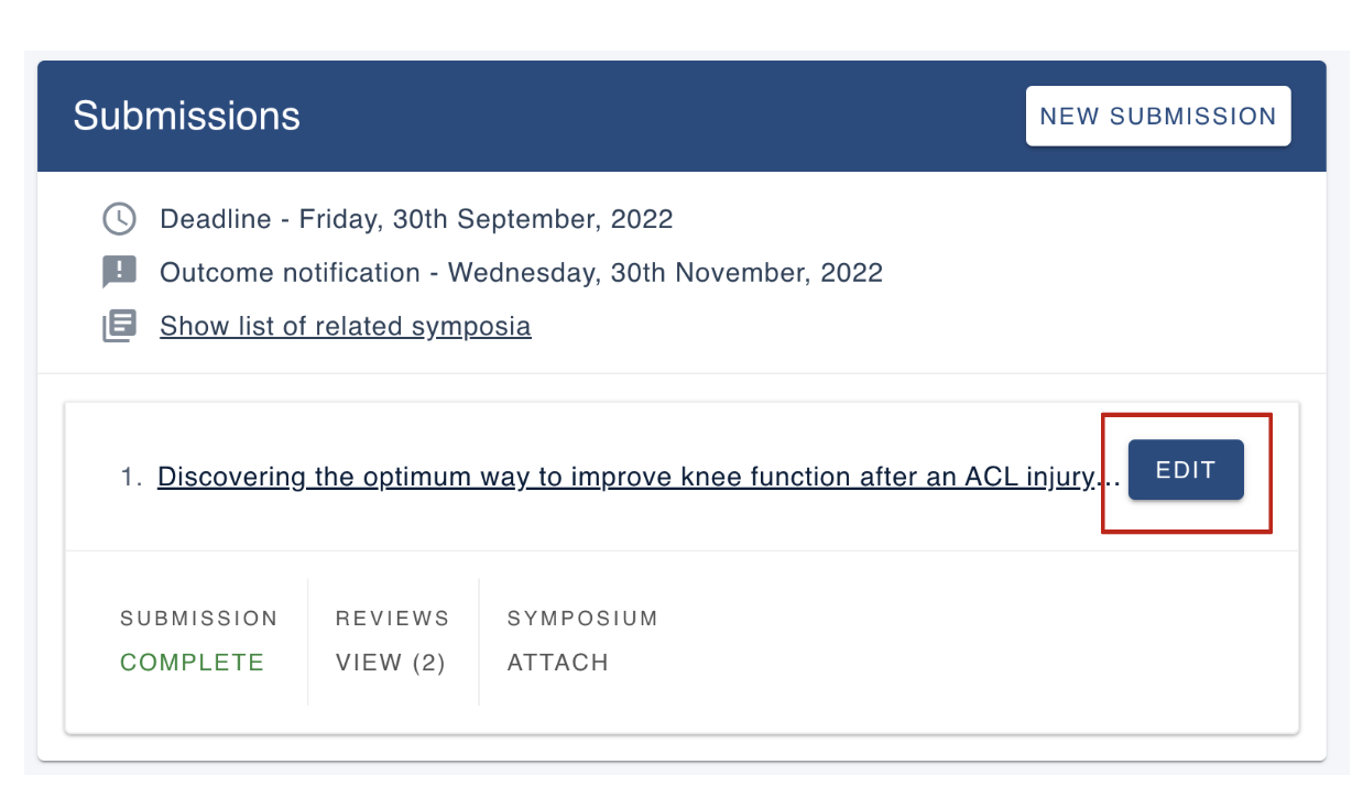 Editing an abstract or submission